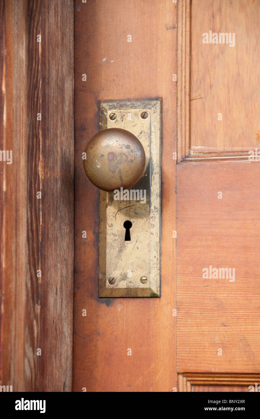 Close up of early 1900's doorknob with keyhole taken at Independance ...