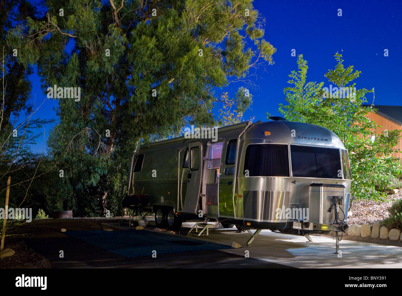 Airstream trailer parked at Ocean Mesa Campground, El Capitan State ...