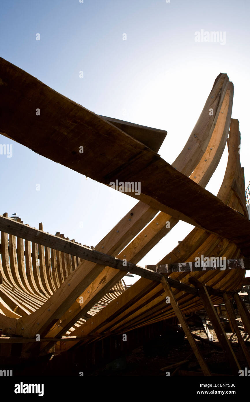 Wooden Boat Under Construction Shipyard High Resolution Stock ...