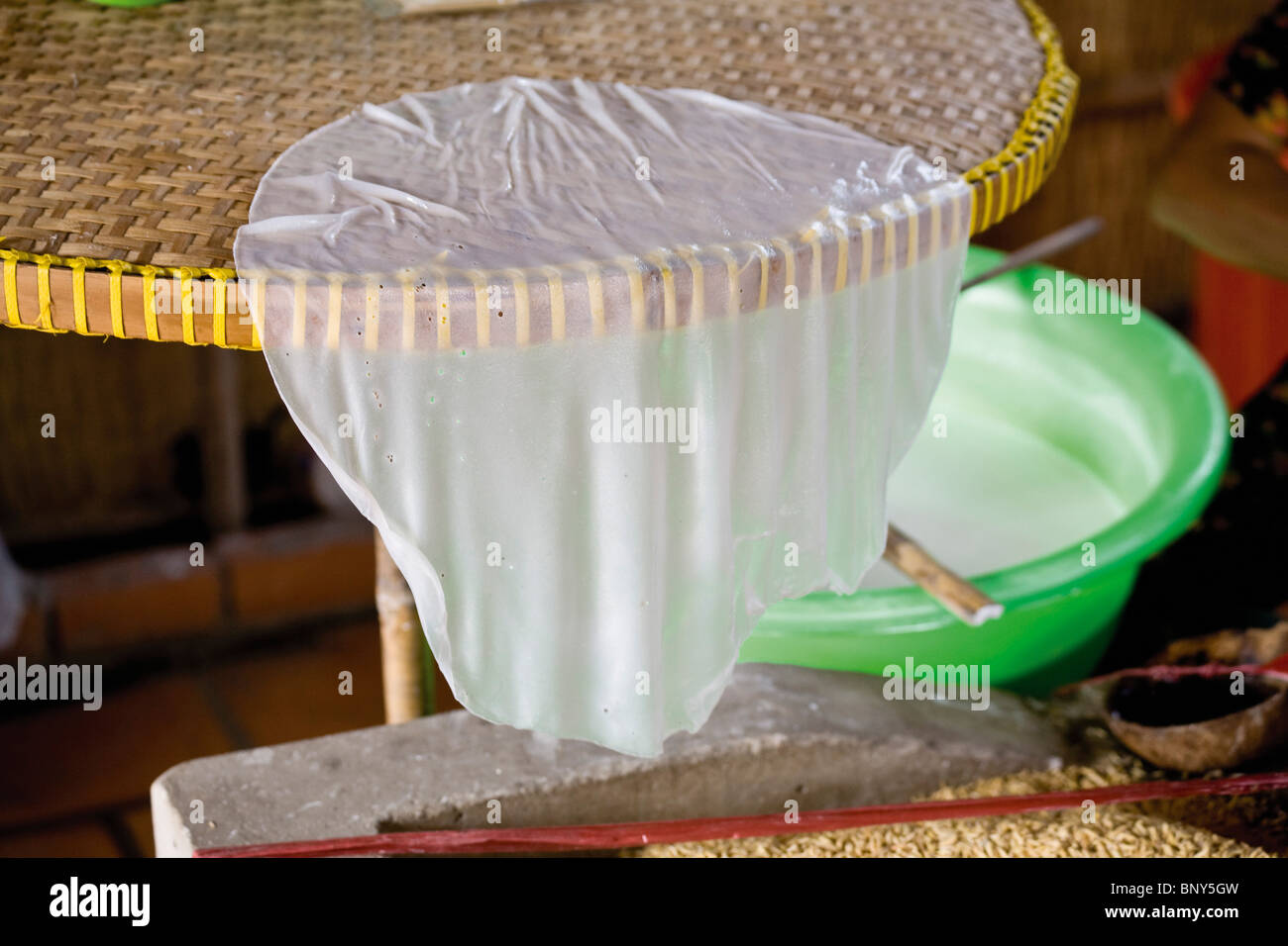 Sheet of steamed rice paper Stock Photo - Alamy