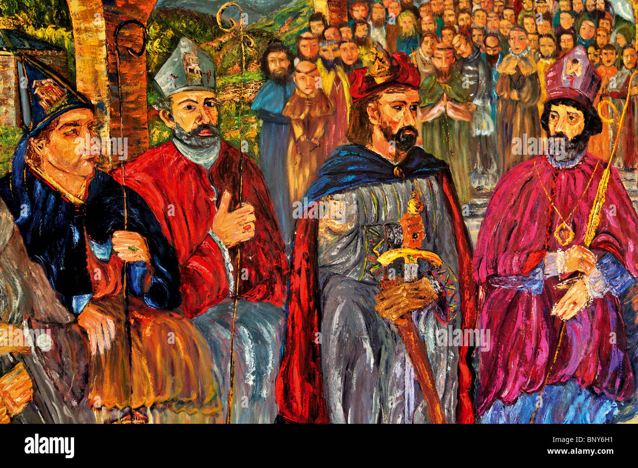 Spain, St. James Way: Medieval painting in the pilgrims hostage ...