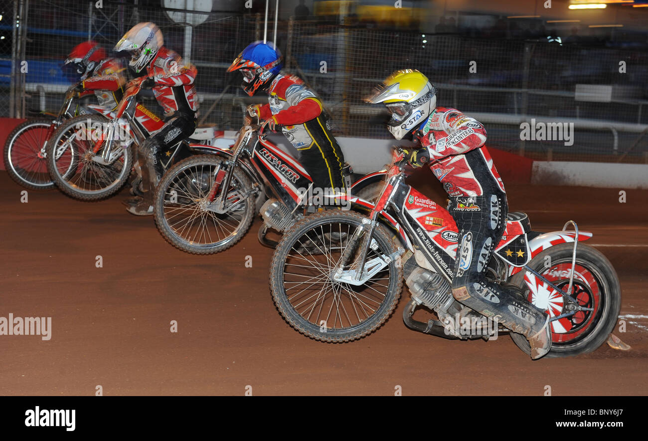 Speedway race start during a fixture between the Swindon Robins and the ...