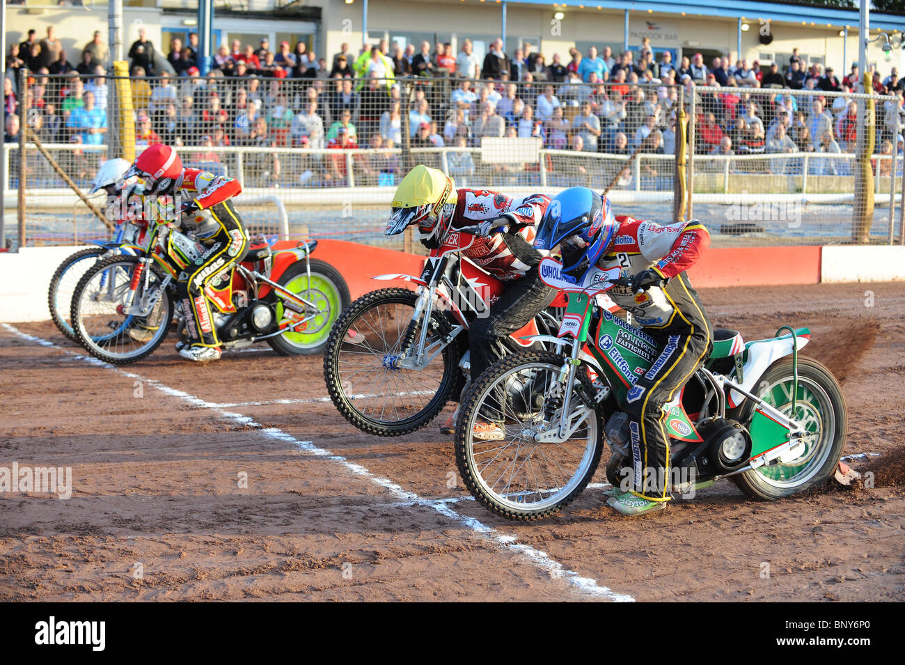 Speedway race start during a fixture between the Swindon Robins and the ...