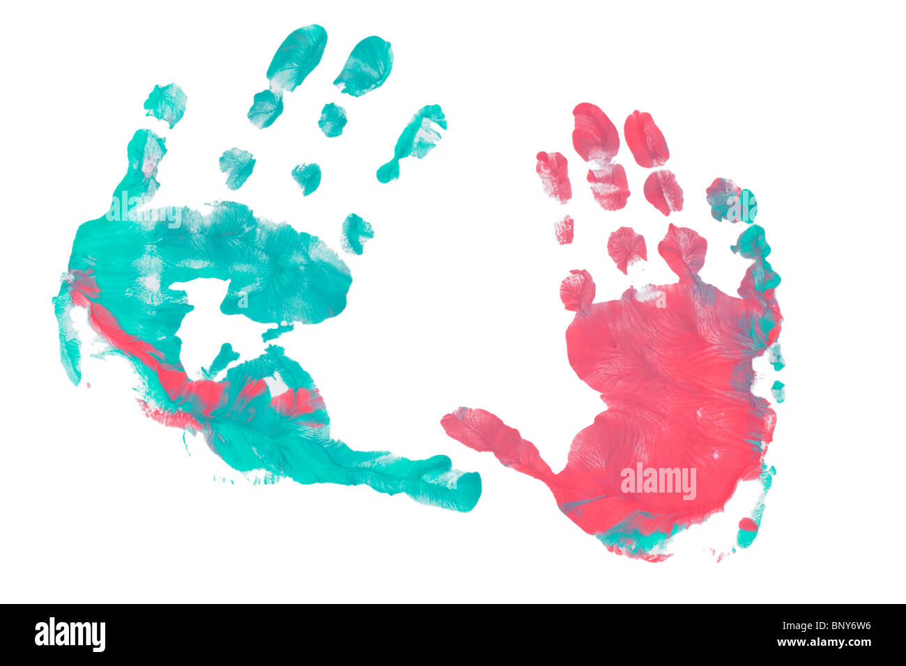 imprint child hands on white paper Stock Photo - Alamy