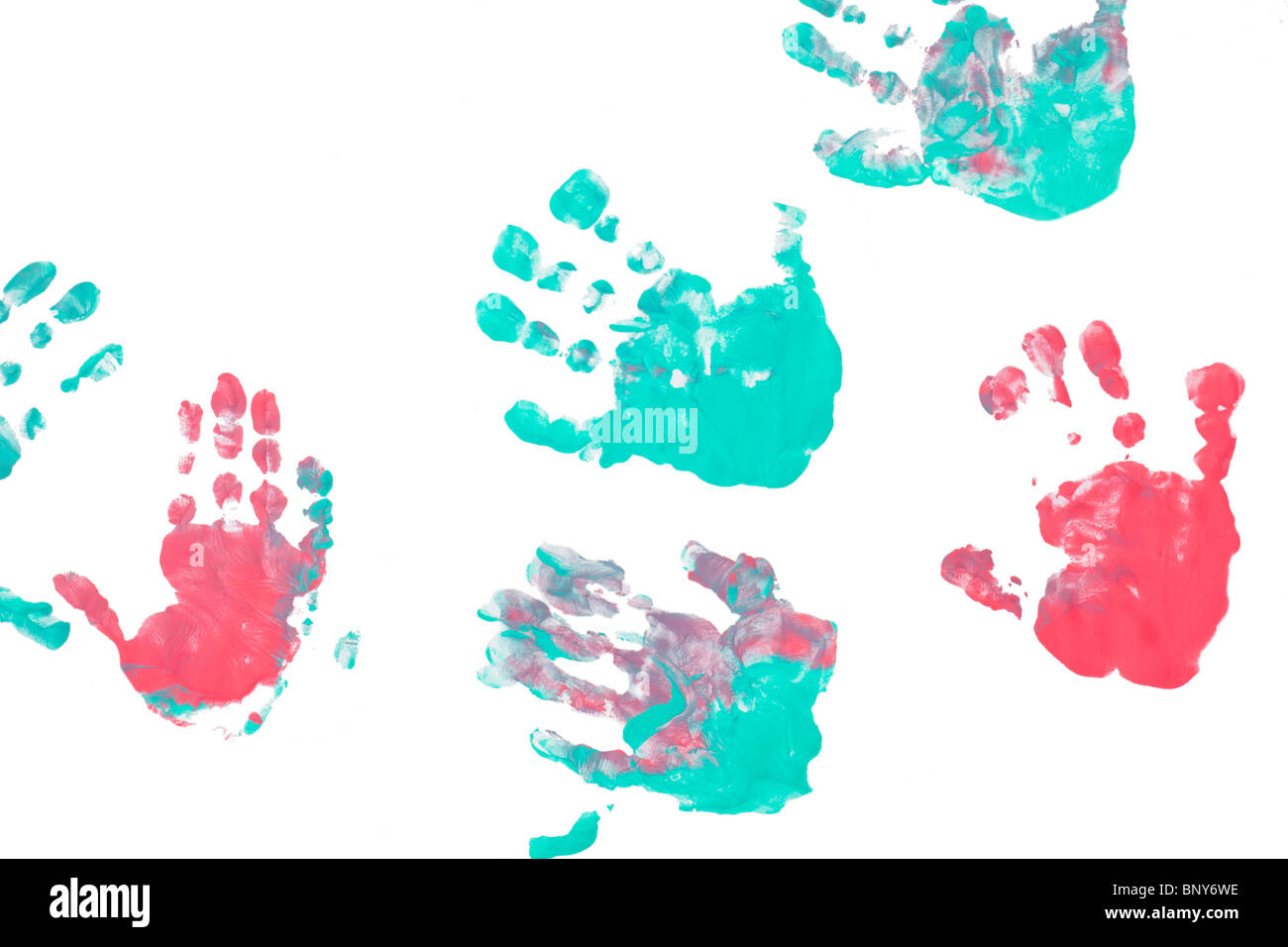 imprint child hands on white paper Stock Photo - Alamy