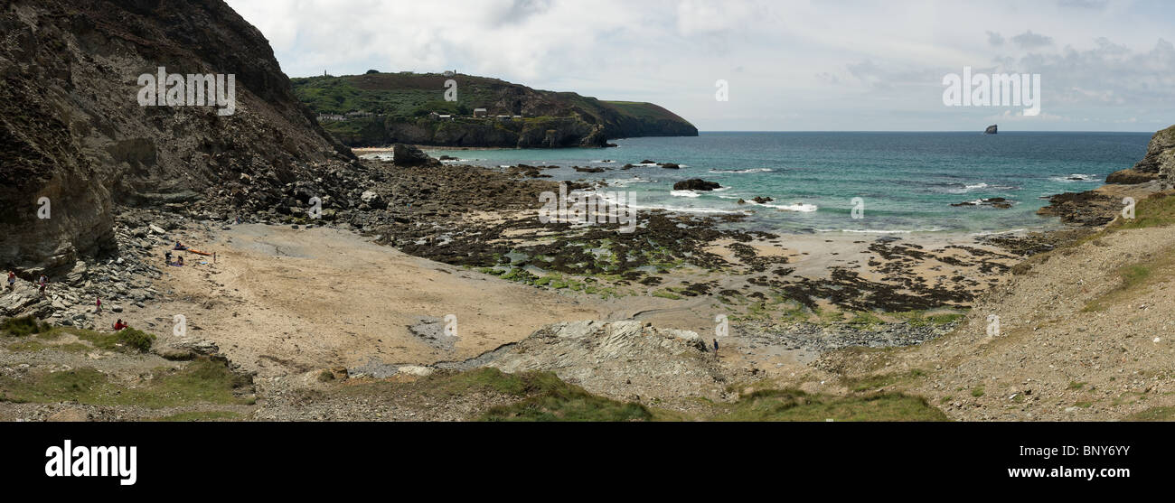A panoramic view of Trevellas Porth on the North Cornish coast Stock ...