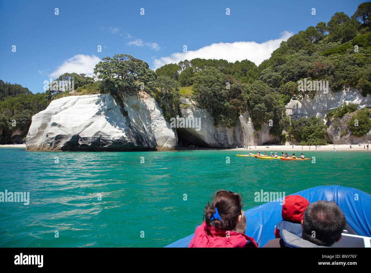 Tour Boat and Kayaks, Cathedral Cove, Coromandel Peninsula, North ...