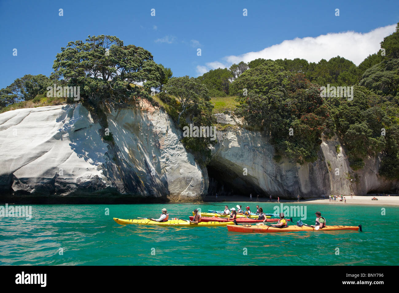 New zealand cathedral cove kayak hi-res stock photography and images ...