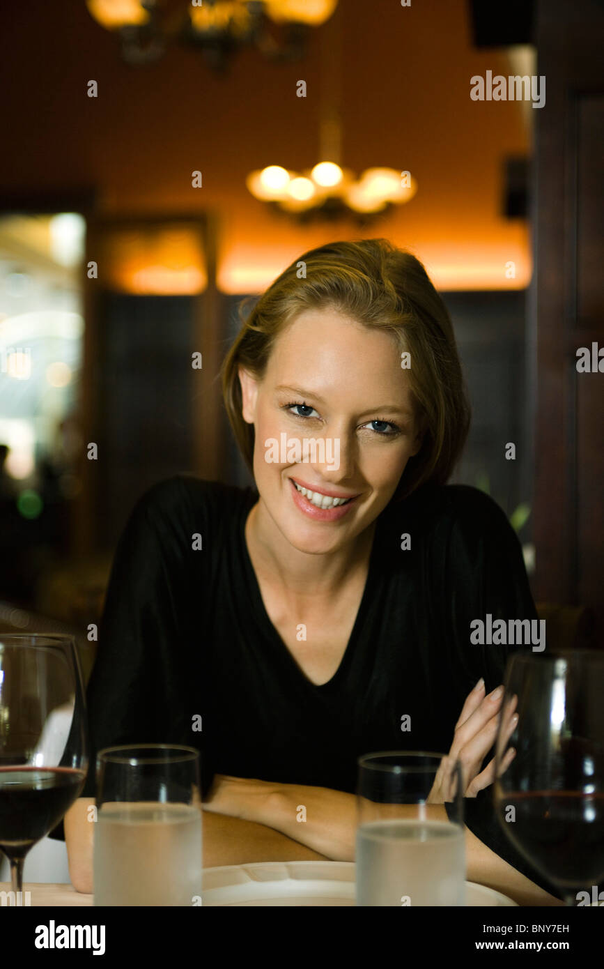 Woman in restaurant, portrait Stock Photo - Alamy