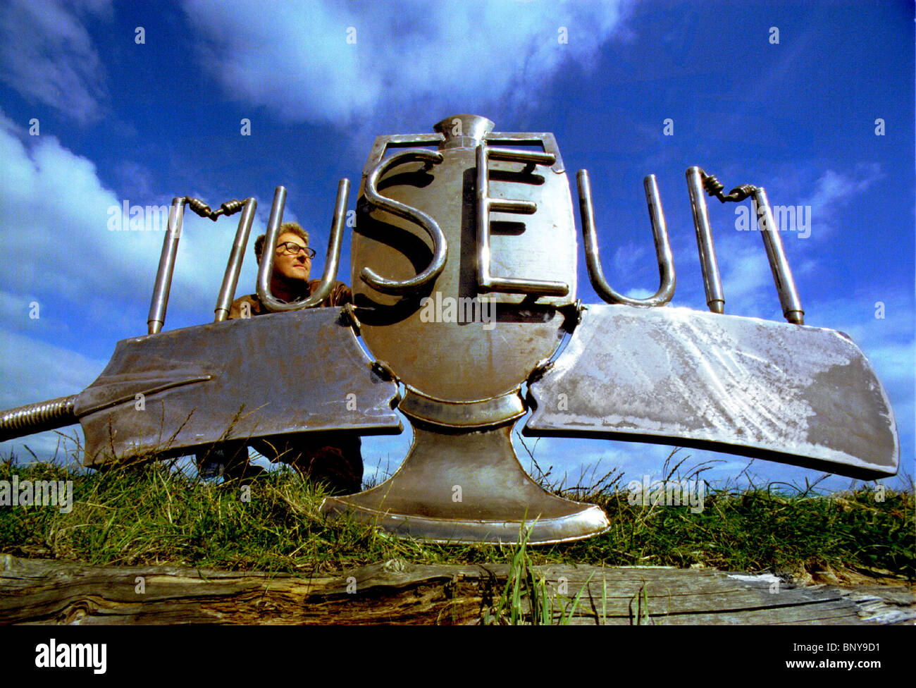 The newly-forged steel sign for the MCC museum at Lords Cricket ground ...