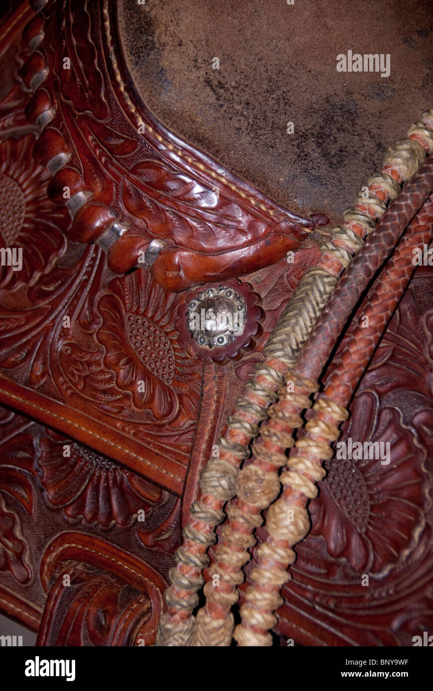 Custom made hand-tooled western show saddle with sterling silver ...