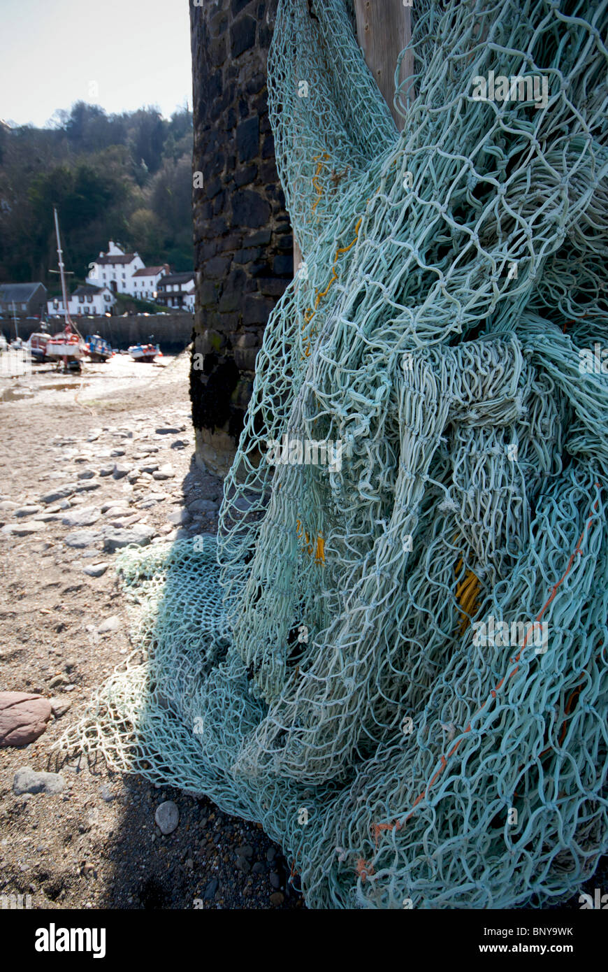 Lynmouth Devon UK Harbor Harbour Fishing Net Stock Photo - Alamy