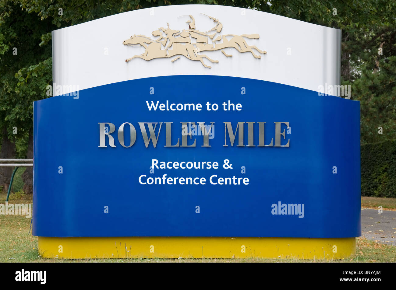 Rowley Mile racecourse & conference centre sign Newmarket Stock Photo ...