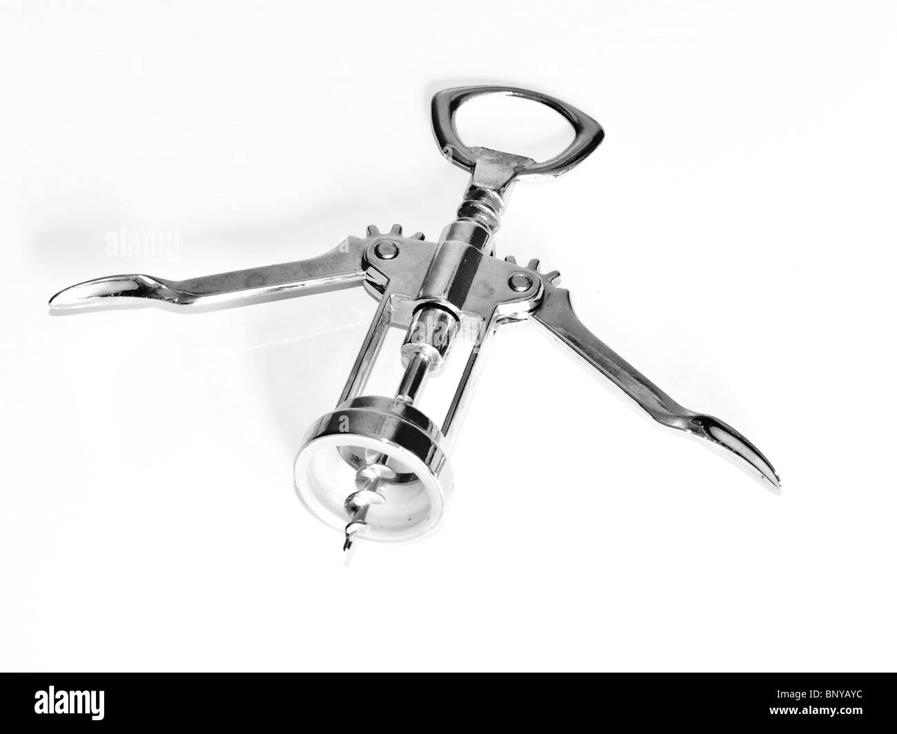 Silver corkscrew isolated on white background Stock Photo - Alamy