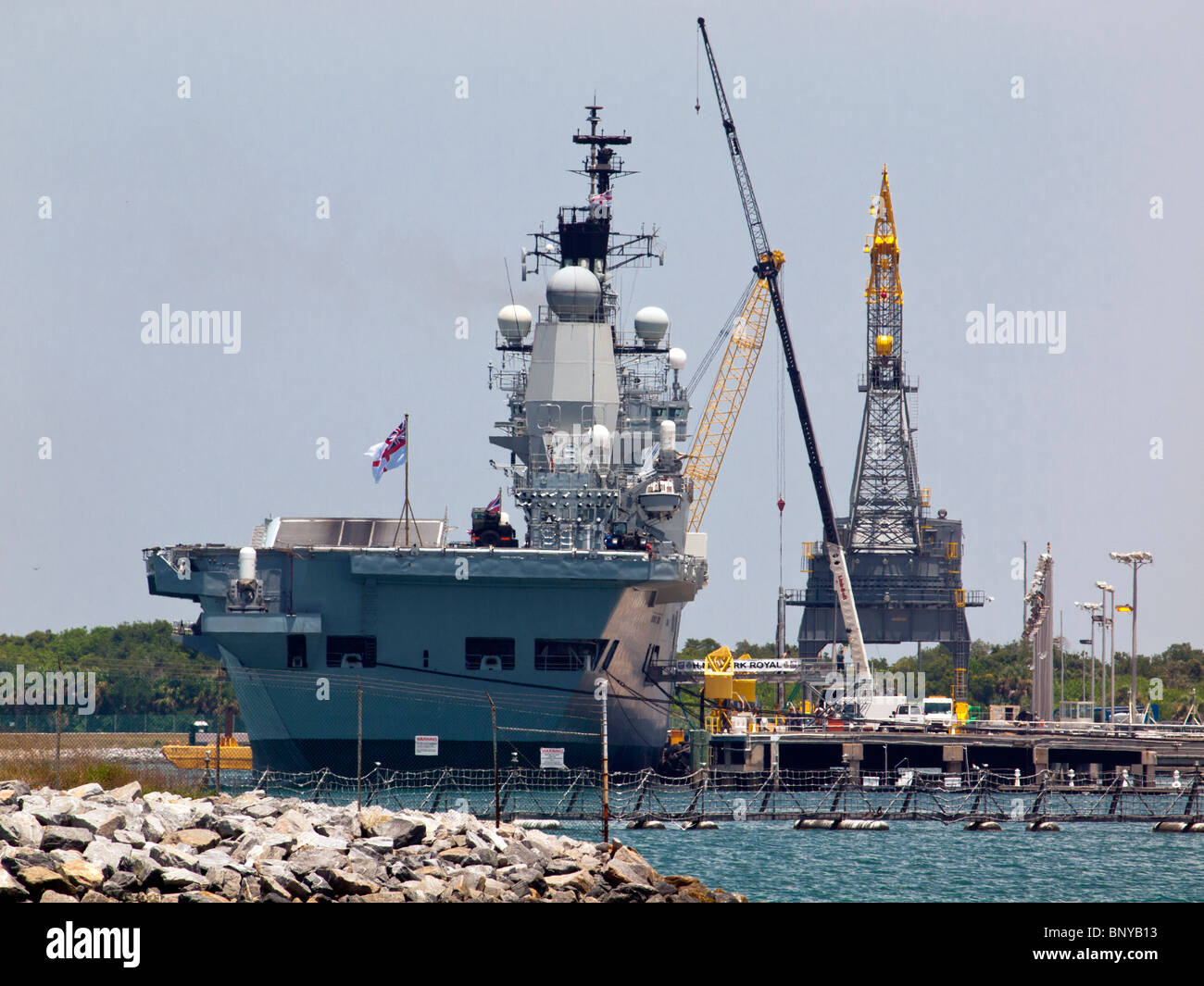 British Aircraft Carrier HMS Ark Royal hidden away in a secure berth in ...