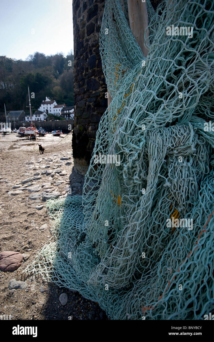 Lynmouth Devon UK Harbor Harbour Fishing Net Stock Photo - Alamy
