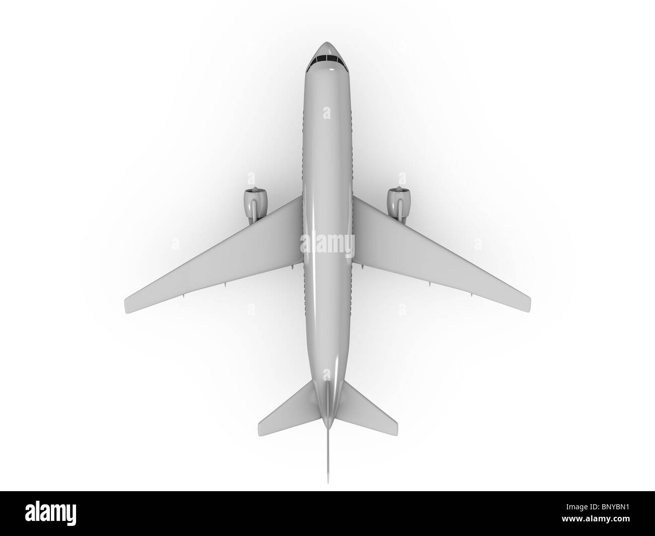 3d image, top view Airplane over white background Stock Photo - Alamy