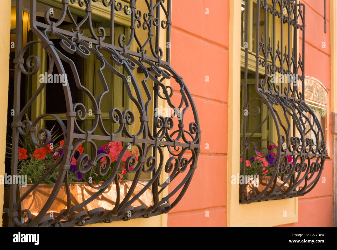 Spanish Style Wrought Iron Window Treatments Row Of Windows With