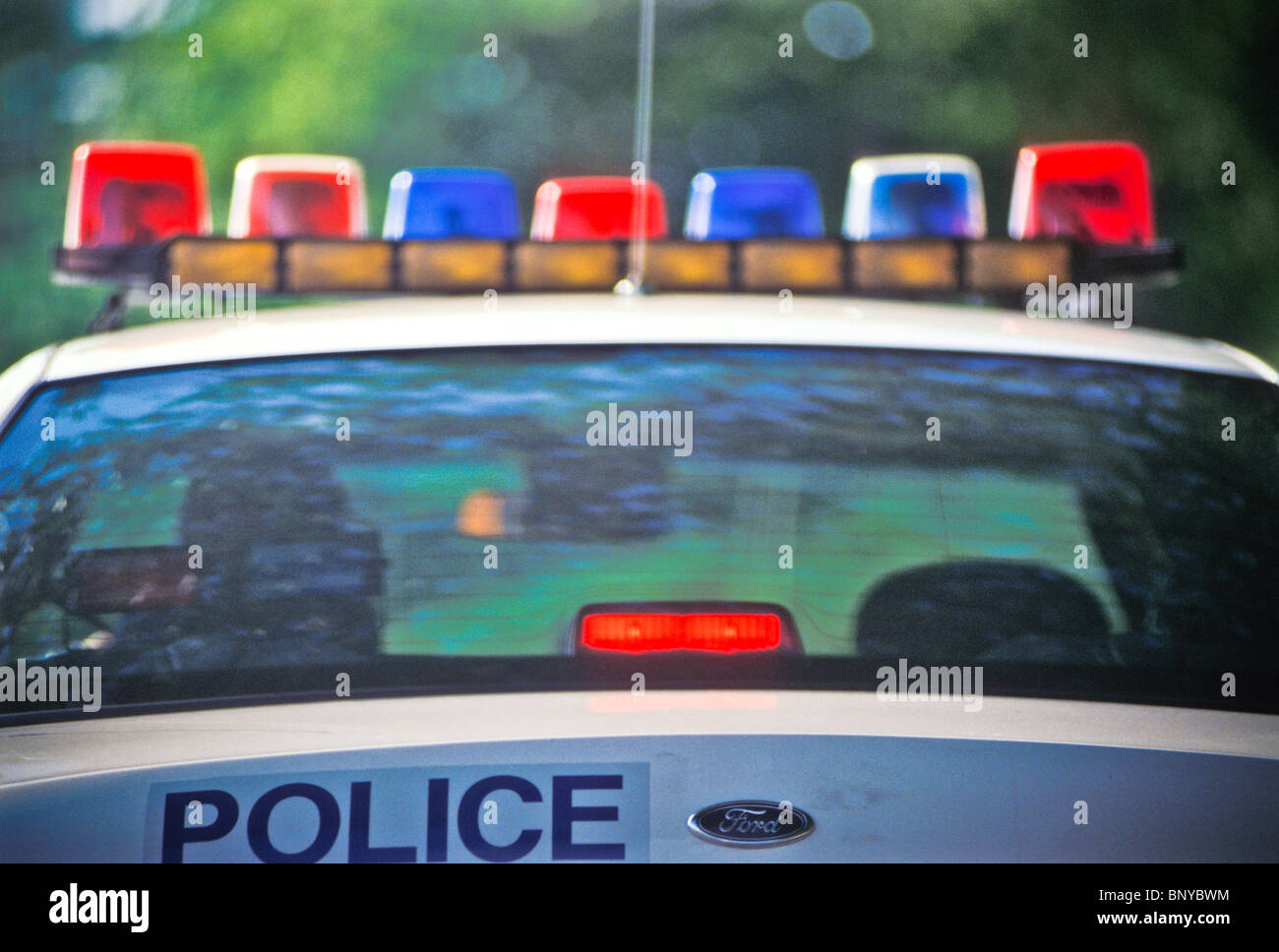 Rear view of policed patrol car, preserve protect and defend Stock ...