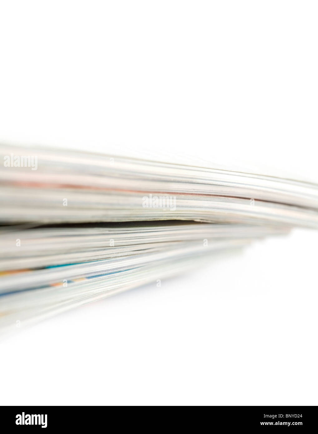 Stack of magazines studio isolated on white background with space for ...