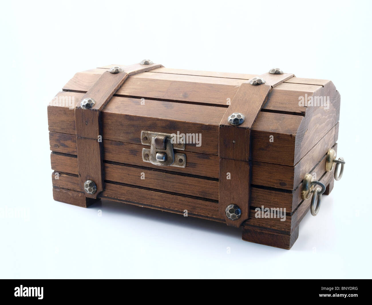 Vintage wooden toy treasure chest with rusty latch Stock Photo - Alamy