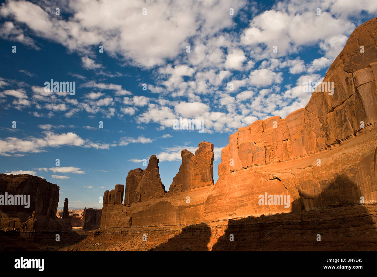 Sandstone wall formations at Park Avenue, Arches National Park, Utah ...