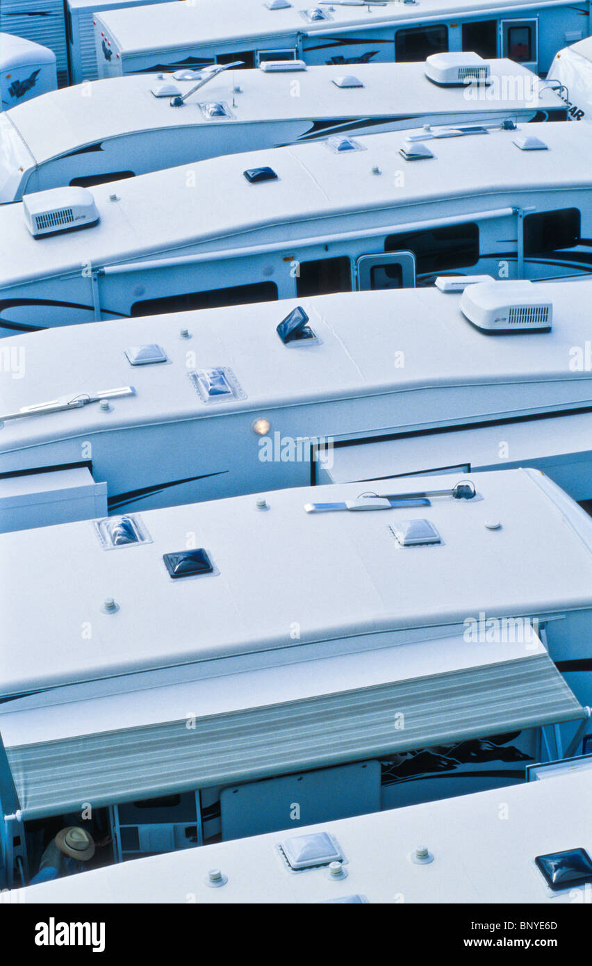 Open road trailers camp trade show Stock Photo - Alamy