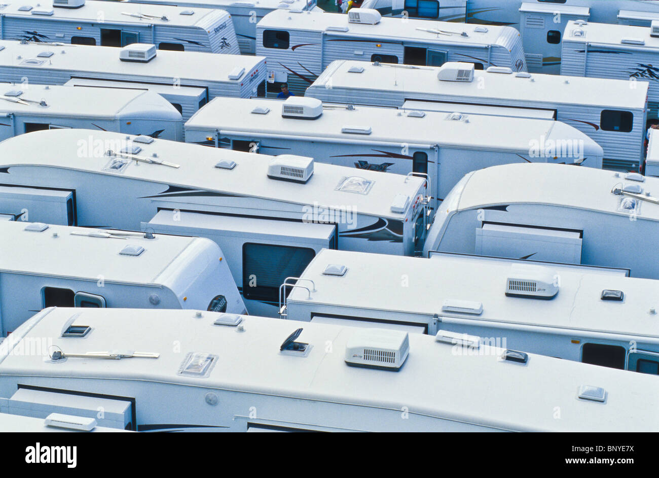 Open road trailers camp trade show Stock Photo - Alamy