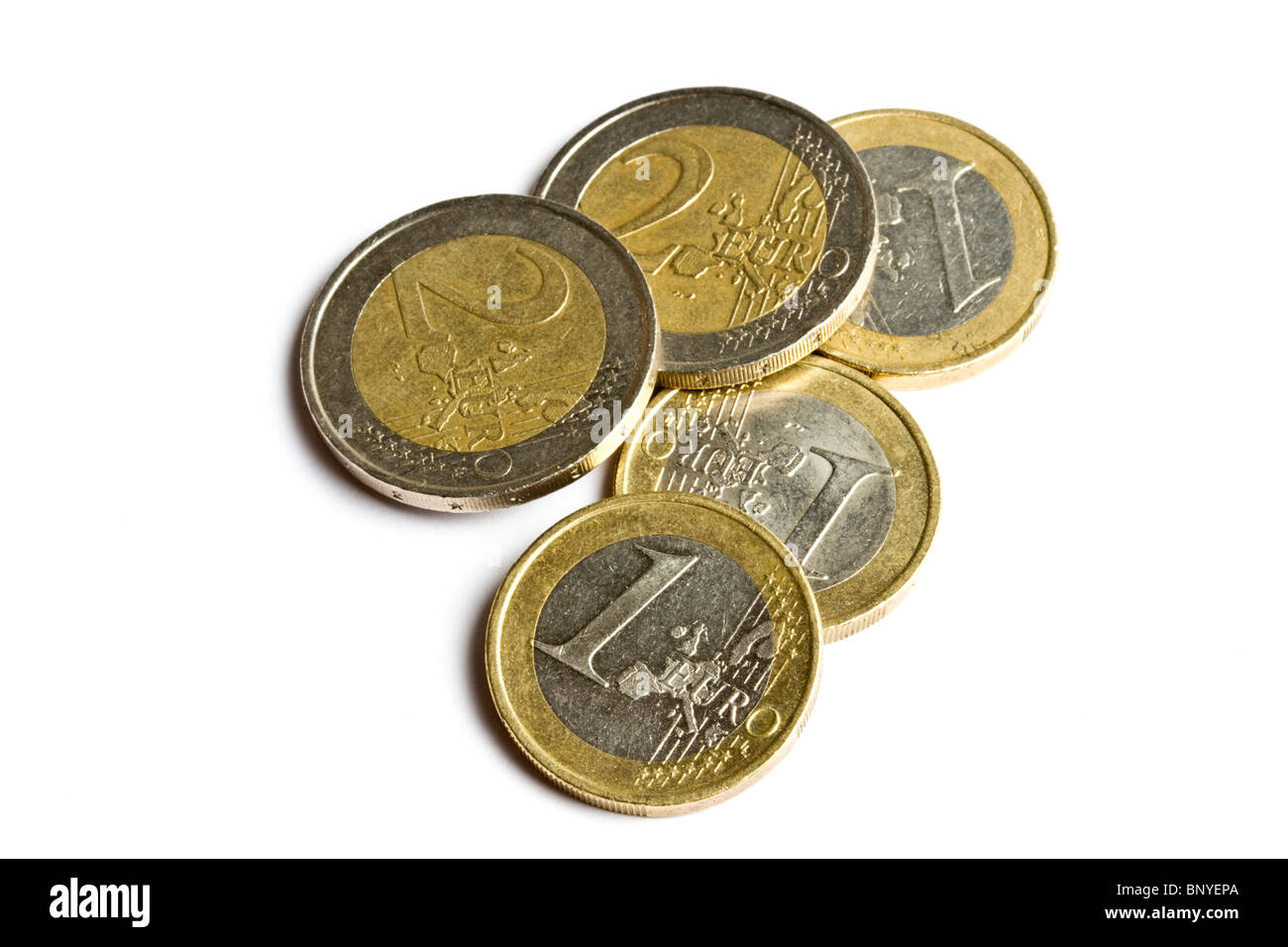 euro coins isolated on white background Stock Photo - Alamy