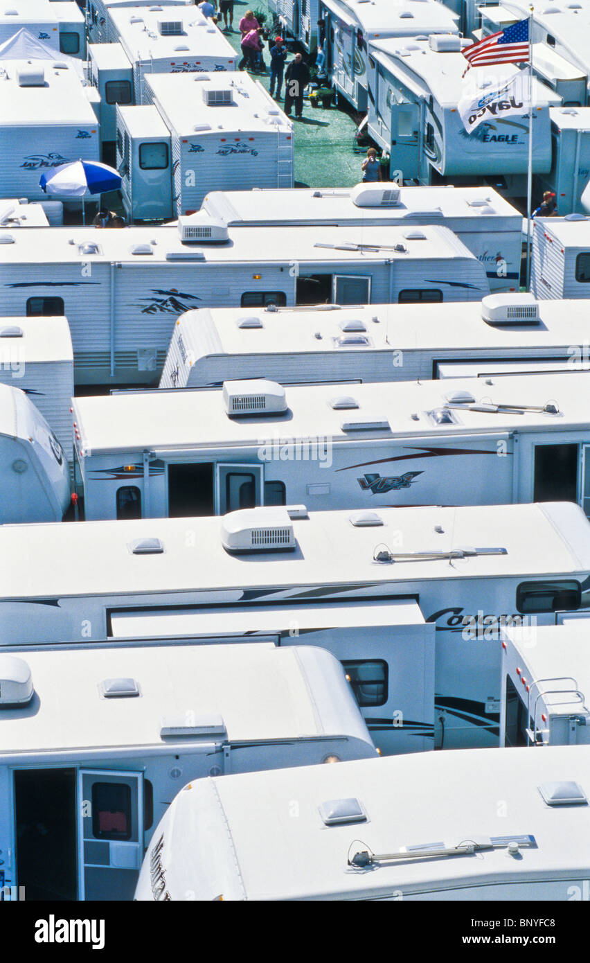Open road trailers camp trade show Stock Photo - Alamy