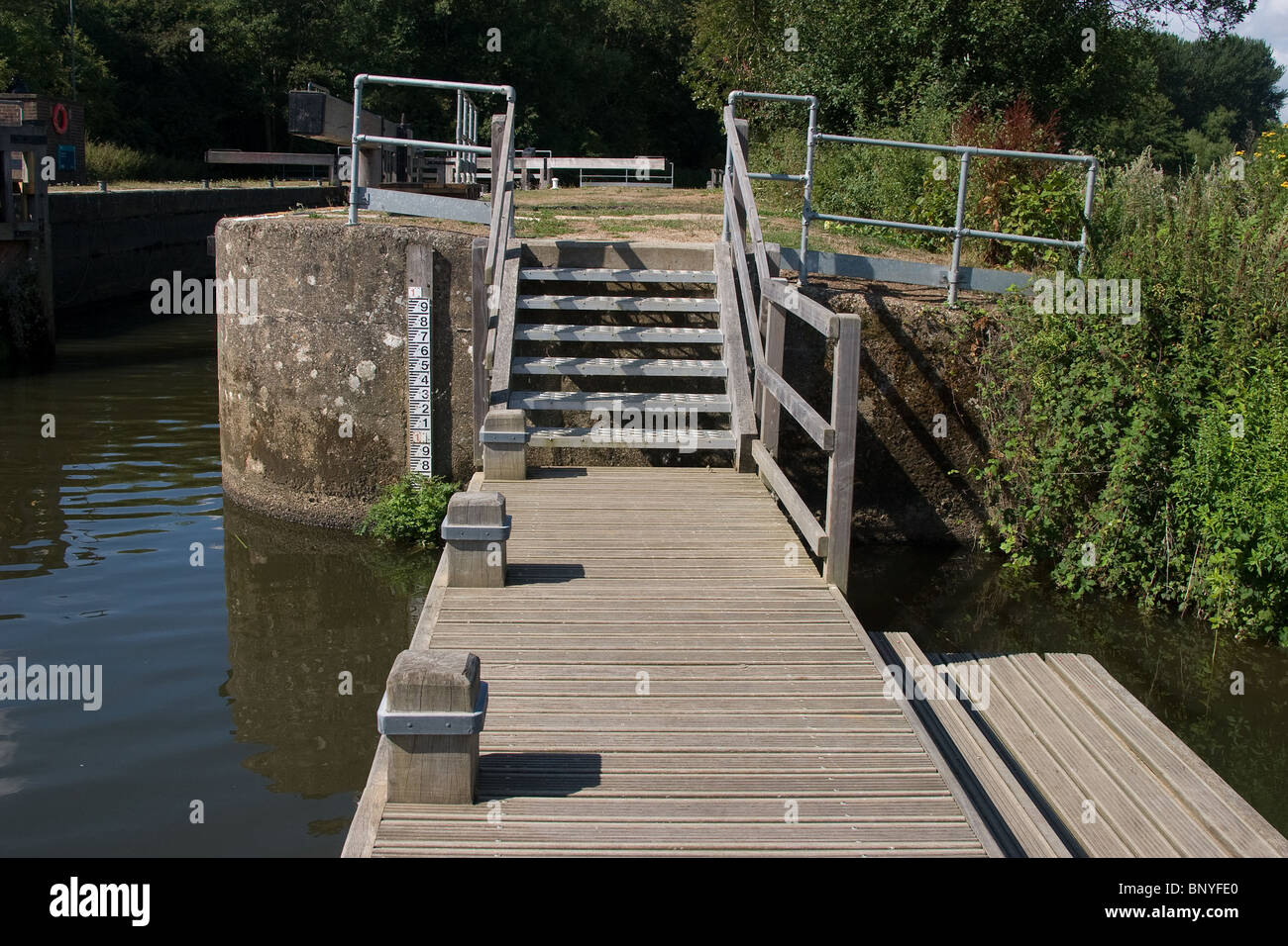 modern decking canoe portage river mooring wooden Stock Photo - Alamy
