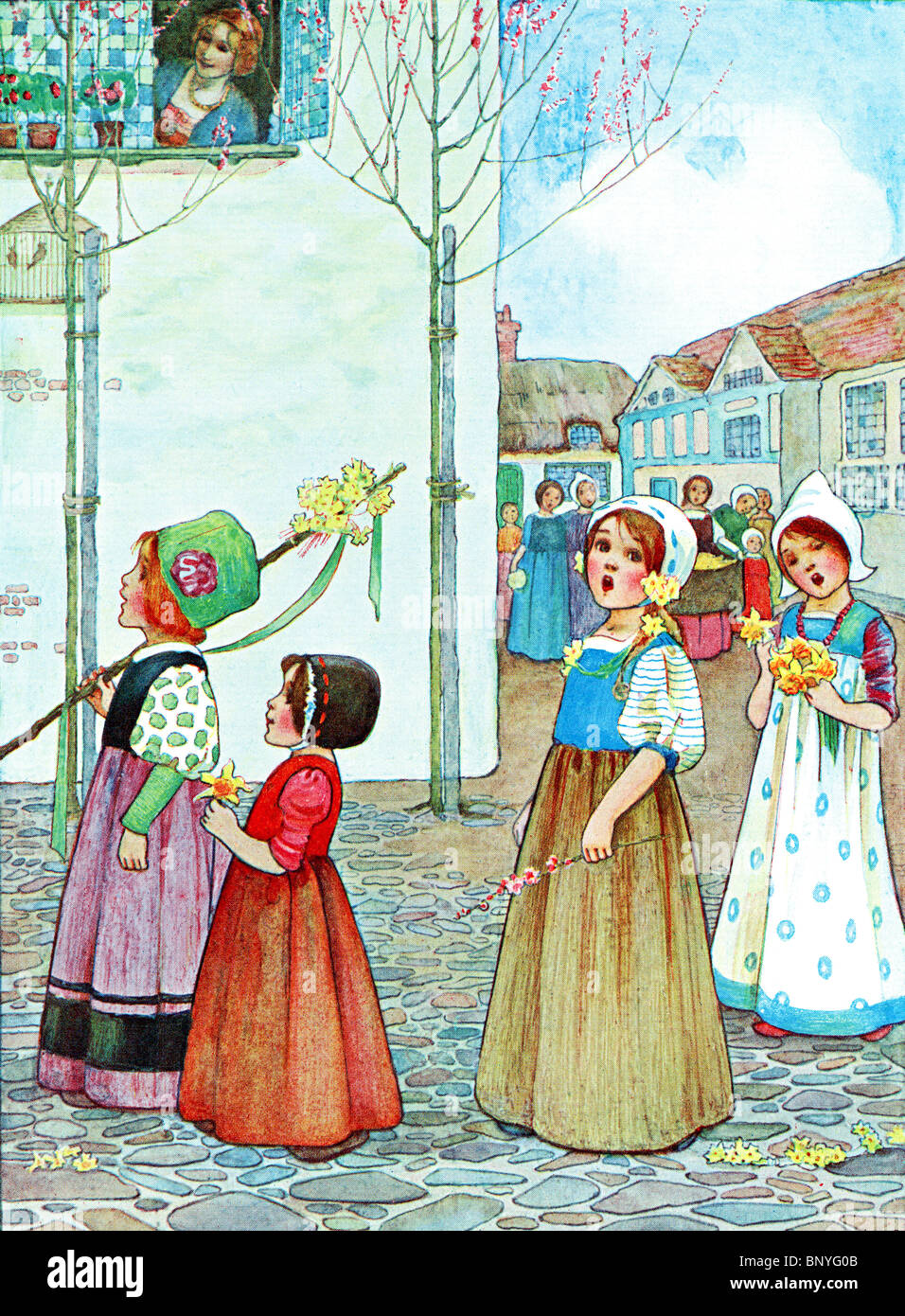 Illustration to the poem Spring from the book Childhood by Millicent ...