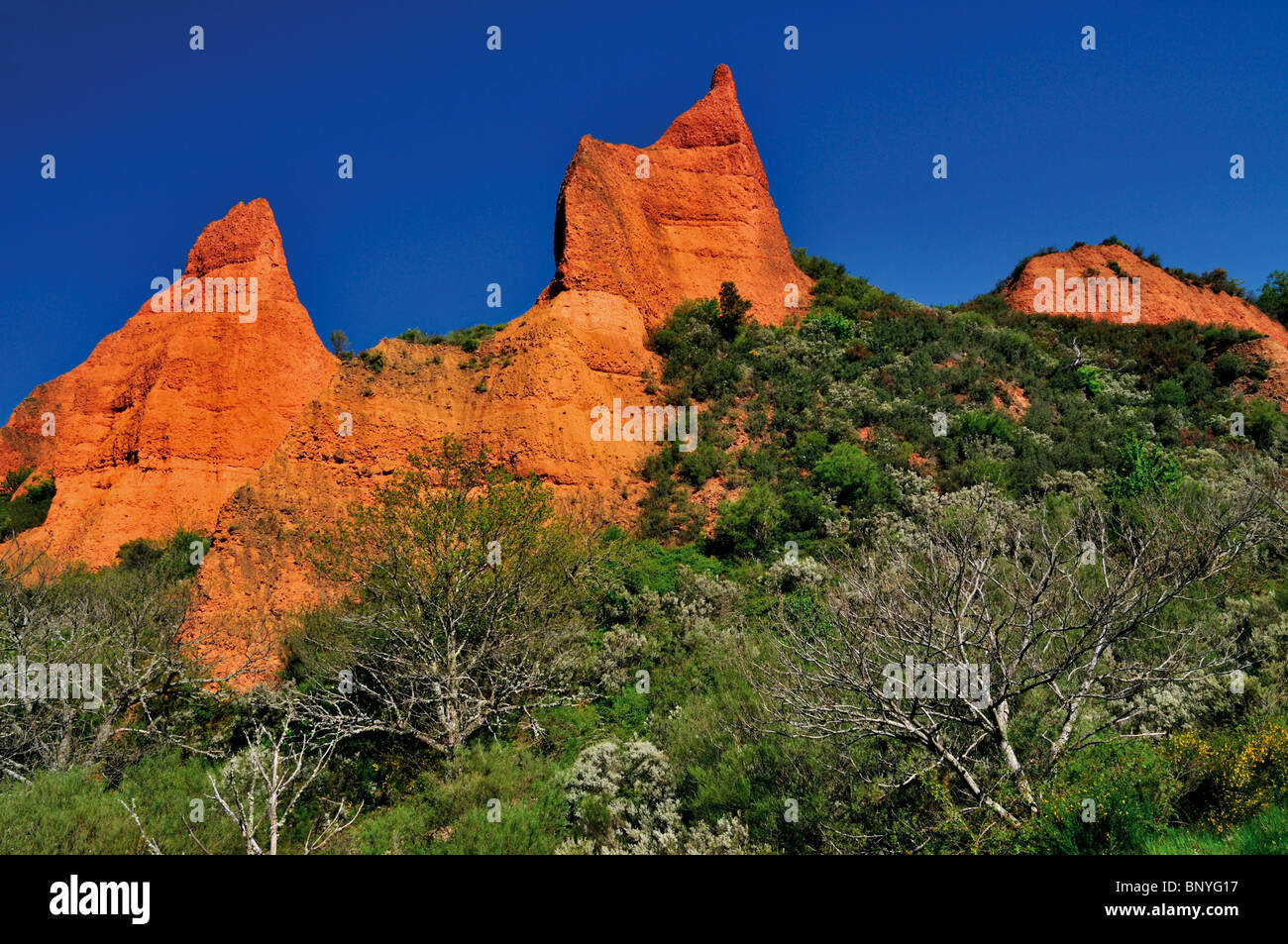 Spain, Castilla-Leon: Orange rocks and landscape of Las Medulas Stock ...