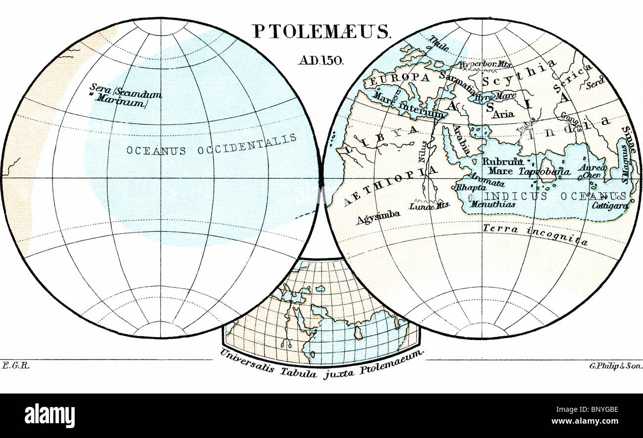 Ptolemaeus Map A.D. 150. From the book Life of Christopher Columbus by ...
