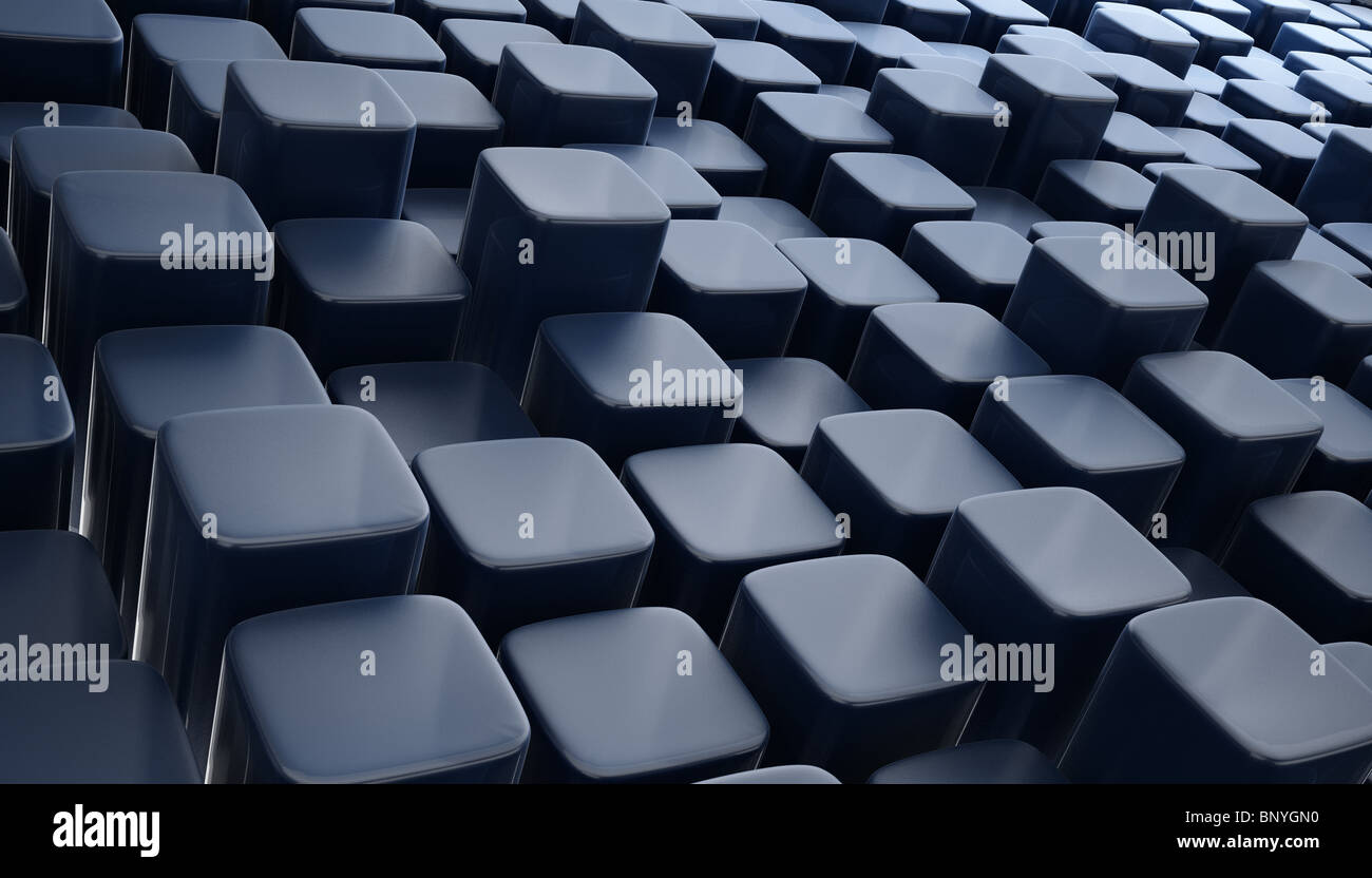 3D render of blue blocks in several elevations Stock Photo - Alamy