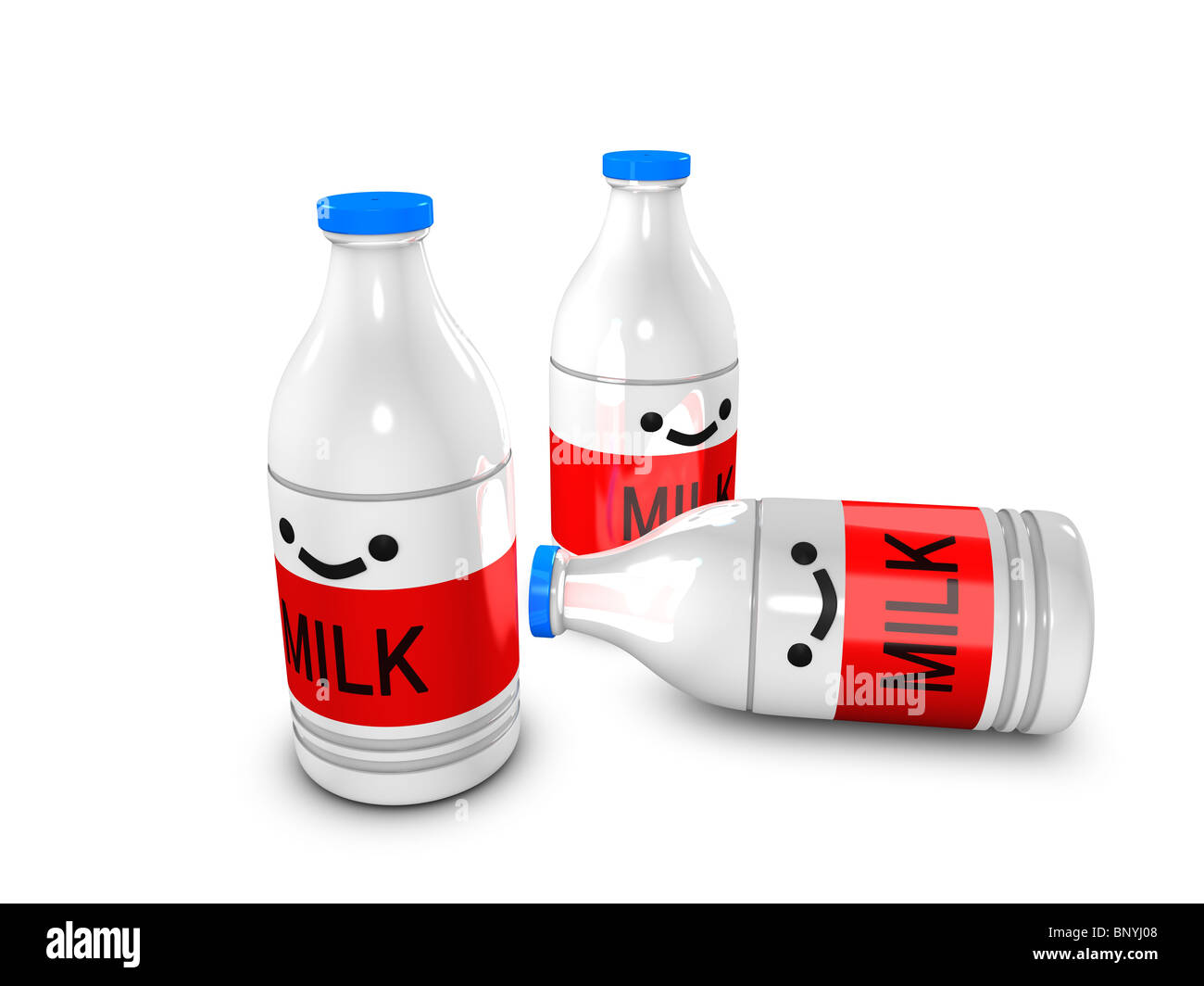 3d image, Milk bottle with smile face Stock Photo - Alamy