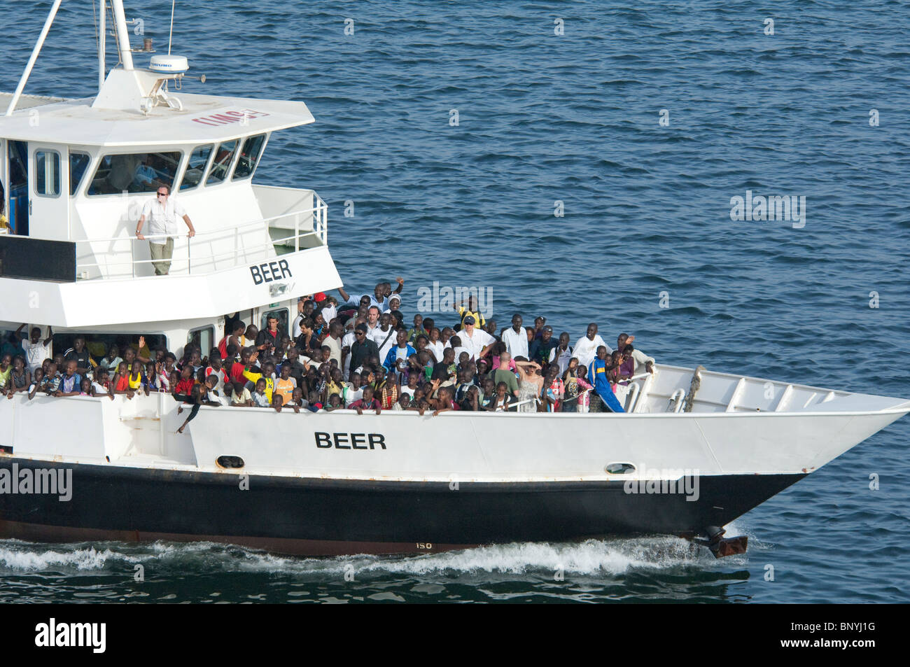 Africa, Senegal, Dakar. Capital city of Dakar, port area. Local ferry ...