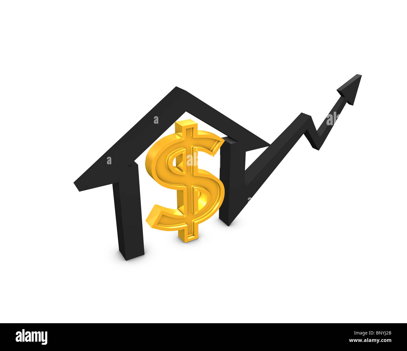 3d image, Concept rising property value, isolated over white background ...