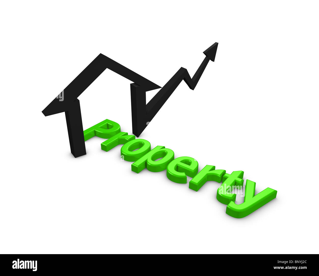 3d image, Concept rising property value, isolated over white background ...