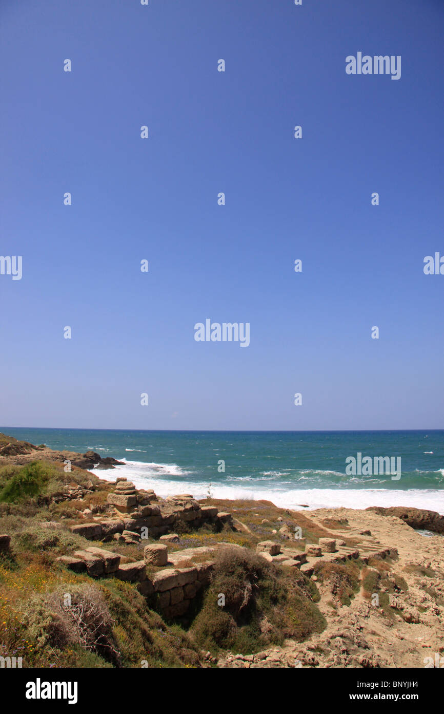 Israel, Carmel Coast, Tel Dor, site of biblical Dor, one of the largest ...