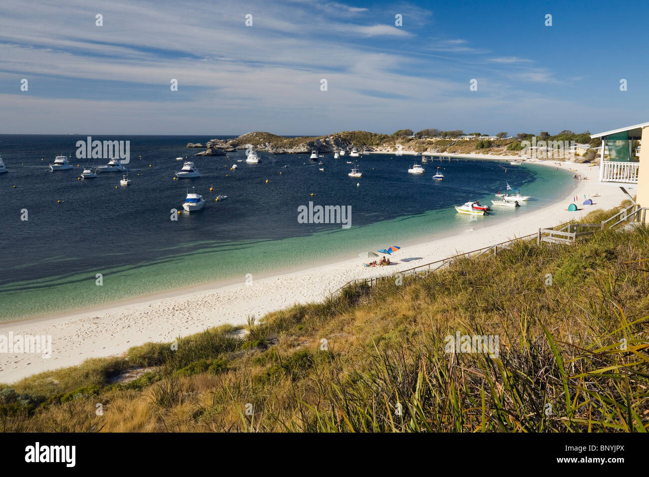 View across Geordie Bay - a popular holiday location on Rottnest Island ...