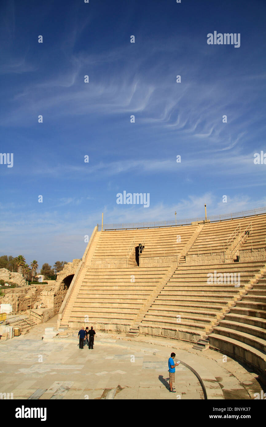 Israel, Sharon region, the Roman Theater in Caesarea, built in Herod's ...