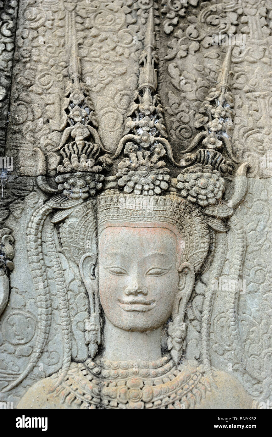 Cambodia Angkor Apsara on the wall of Angkor wat Stock Photo - Alamy