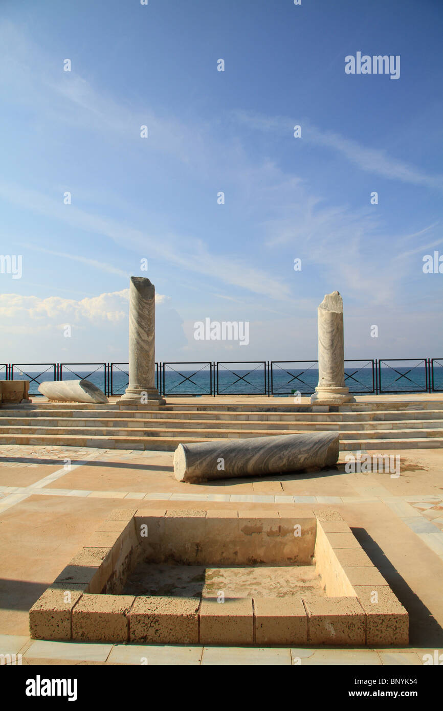 Israel, Sharon region, the Roman bathhouse complex in Caesarea Stock ...