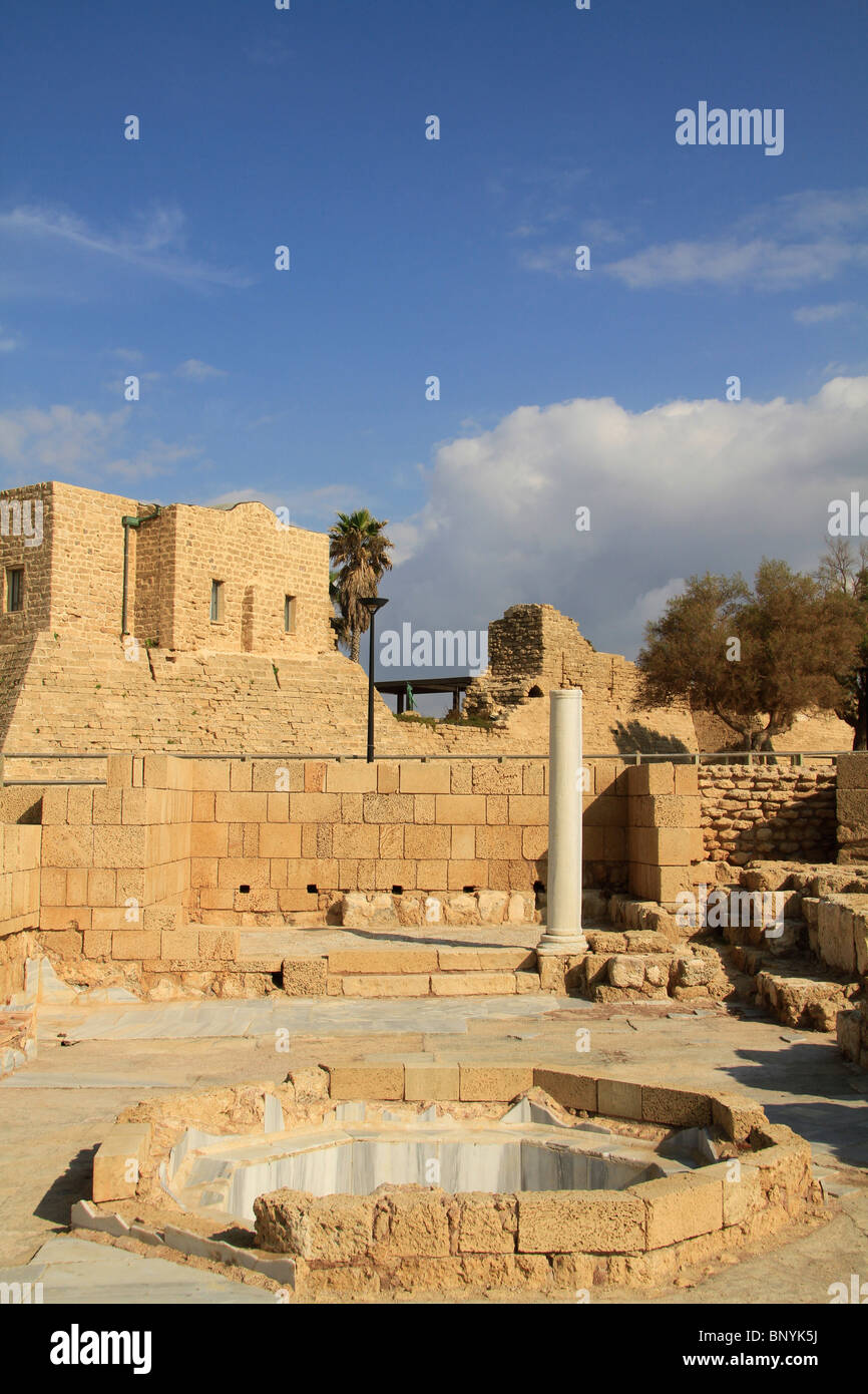 Israel, Sharon region, the Byzantine Governer's palace bathhouse Stock ...