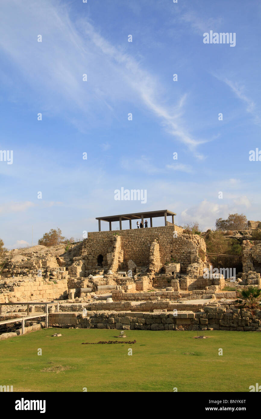 Israel, Sharon region, archaelogical remains in Caesarea Stock Photo ...