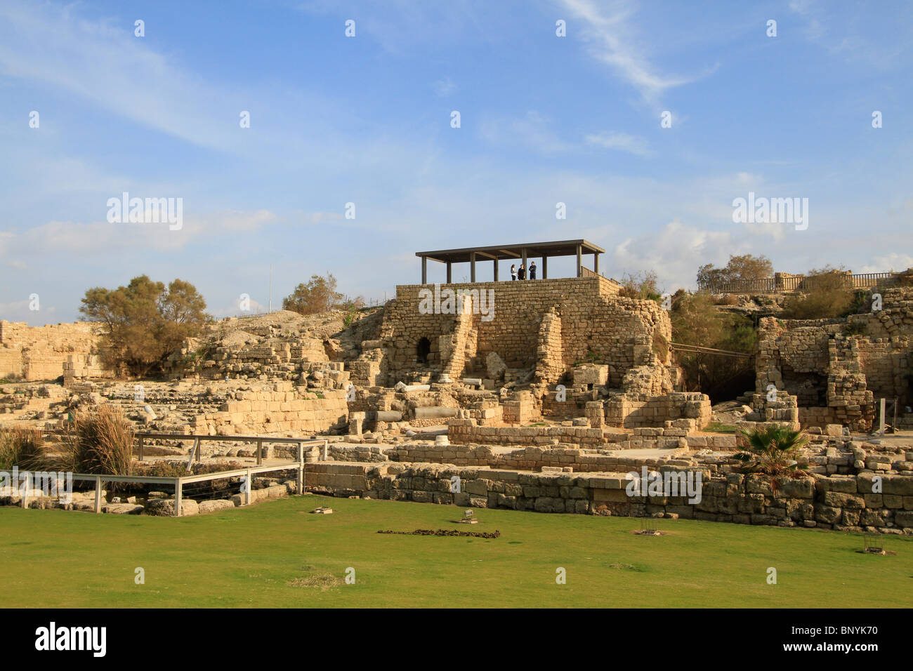 Israel, Sharon region, archaelogical remains in Caesarea Stock Photo ...