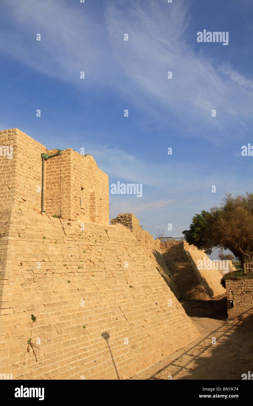 Israel, Sharon region, the walls and moat of old Caesarea Stock Photo ...