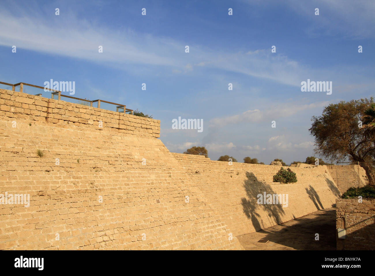 Israel, Sharon region, the walls and moat of old Caesarea Stock Photo ...