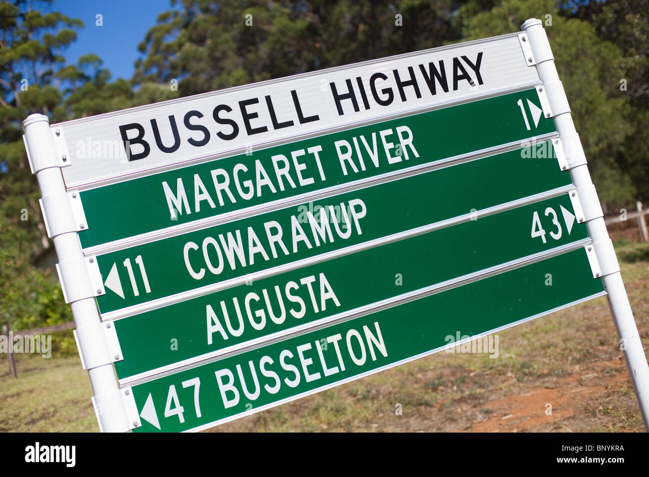Road sign in the wine region of Margaret River, Western Australia ...